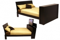 Vermont Modern Bed With Retractable Pop-Up TV Lift, on Designer Pages