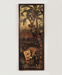 Hand Painted Coromandel Wall Panel, Singerie Motif with Palm Tree, on ...