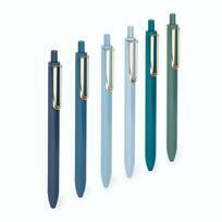 Assorted Blues Retractable Gel Luxe Pens, Set of 12, on Designer Pages