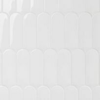 Parry White 3x8 Fishscale Glossy Ceramic Wall Tile, on Designer Pages