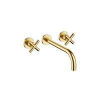 TARA Wall-mounted basin mixer without pop-up waste - Brushed Durabrass ...