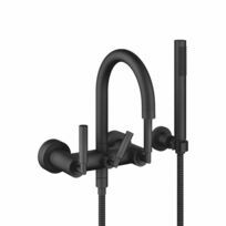 TARA Bath mixer for wall mounting with hand shower set - Matte Black ...