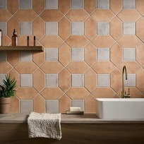 Morocco Terracotta 4x8 Picket and Dove Gray 4x4 Square Matte Porcelain ...